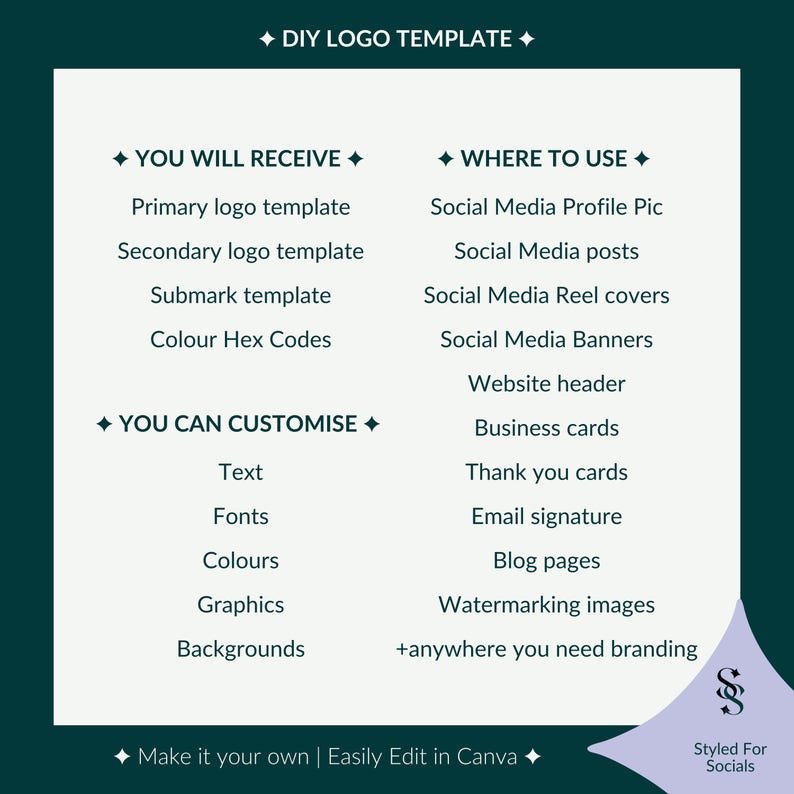 Bright, Bold & Fun DIY Logo Templates, Editable Canva Logo, Branding ...