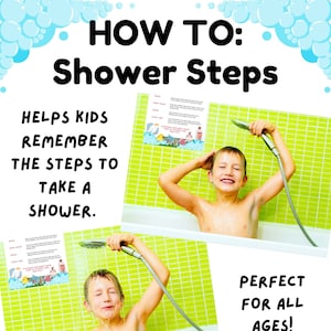 HOW TO: Shower Steps for Kids, Printable, ADHD, Bath Time - Etsy