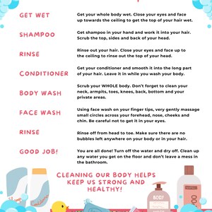 HOW TO: Shower Steps for Kids, Printable, ADHD, Bath Time - Etsy