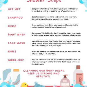 HOW TO: Shower Steps for Kids, Printable, ADHD, Bath Time - Etsy