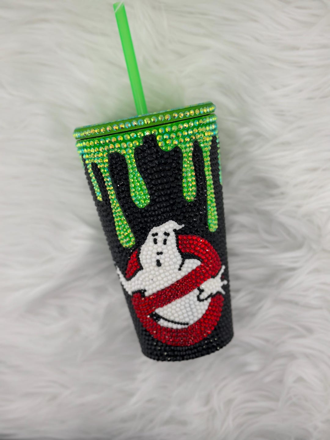 Ghostbusters Bling Starbucks Tumbler: Rhinestone Sparkle Cup Green ...