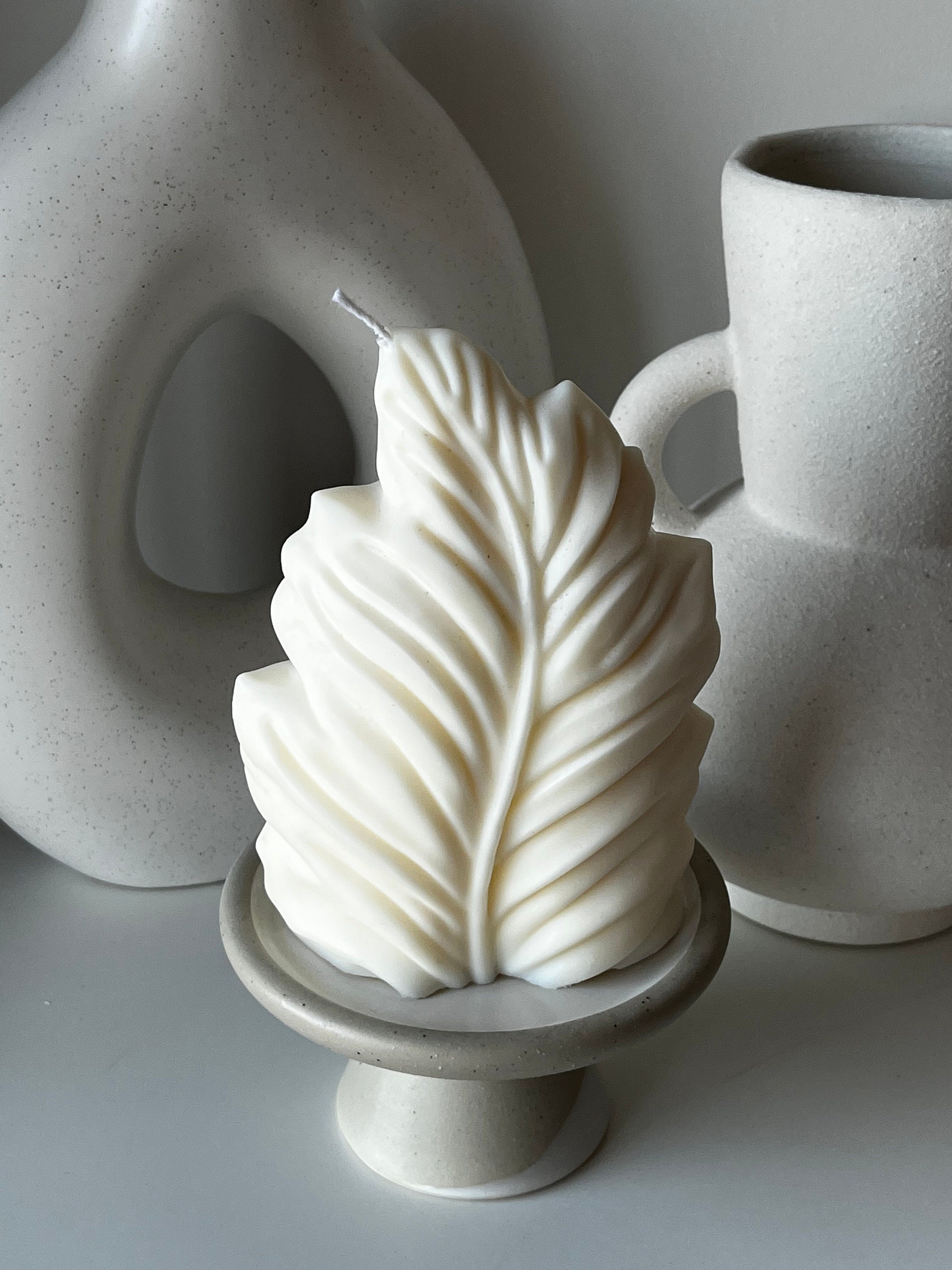 Leaf Candle 100% Natural Wax Soy Wax Paraffin Free Vegan Candle Large ...