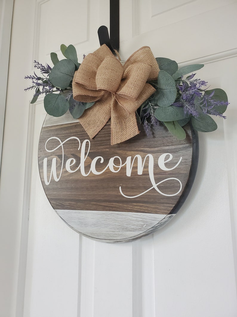 Rustic Welcome Sign / Front Door Hanger - Etsy