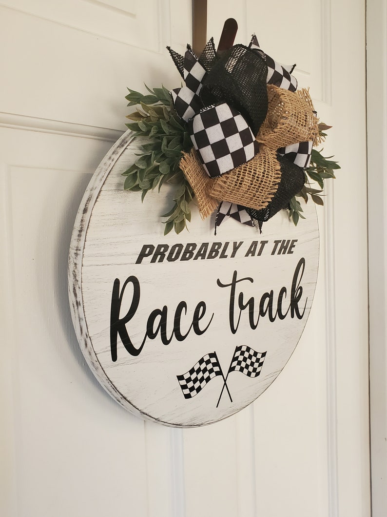 Probably at the Race Track / Front Door Hanger - Etsy