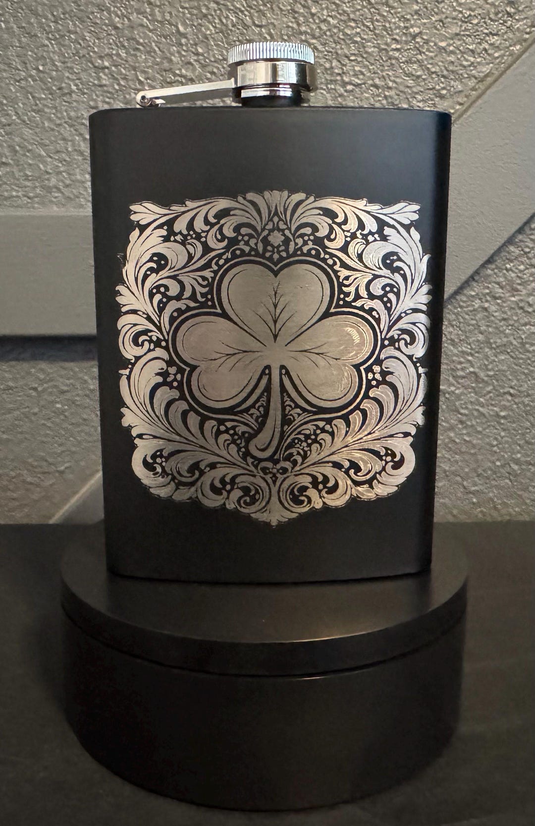 St. Patrick’s Day Flask – Ornate Shamrock Engraved Flask | Irish ...