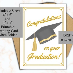 Graduation Cap Greeting Card Printable Instant Digital Download - Etsy