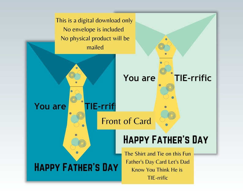 Father's Day Card Digital Printable You Are Tie-rrific - Etsy