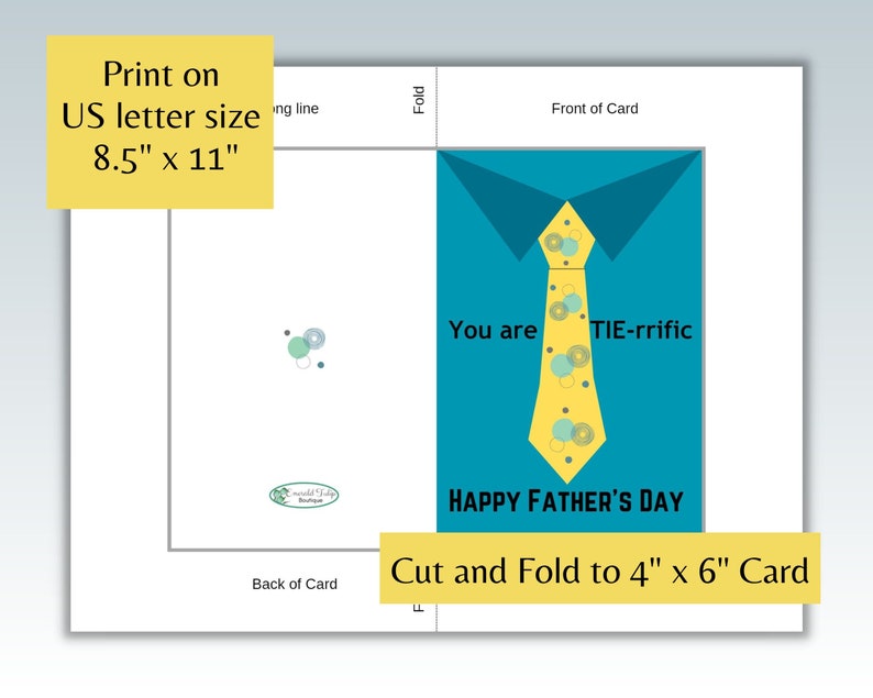 Father's Day Card Digital Printable You Are Tie-rrific - Etsy