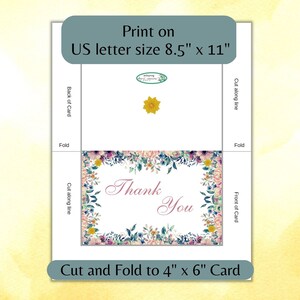 Floral Border Thank You Note Printable - Etsy