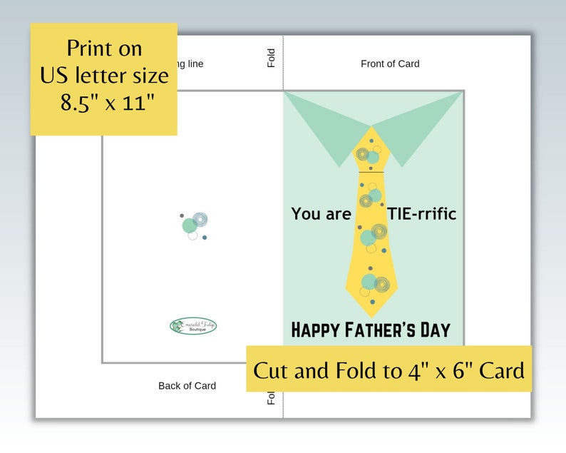 Father's Day Card Digital Printable You Are Tie-rrific - Etsy