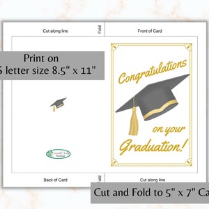 Graduation Cap Greeting Card Printable Instant Digital Download - Etsy