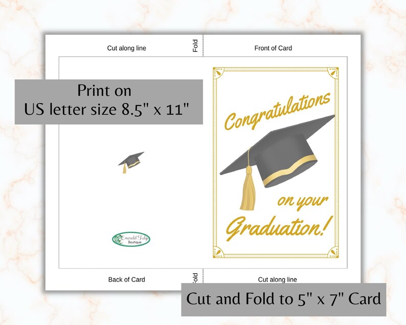 Graduation Cap Greeting Card Printable Instant Digital Download - Etsy