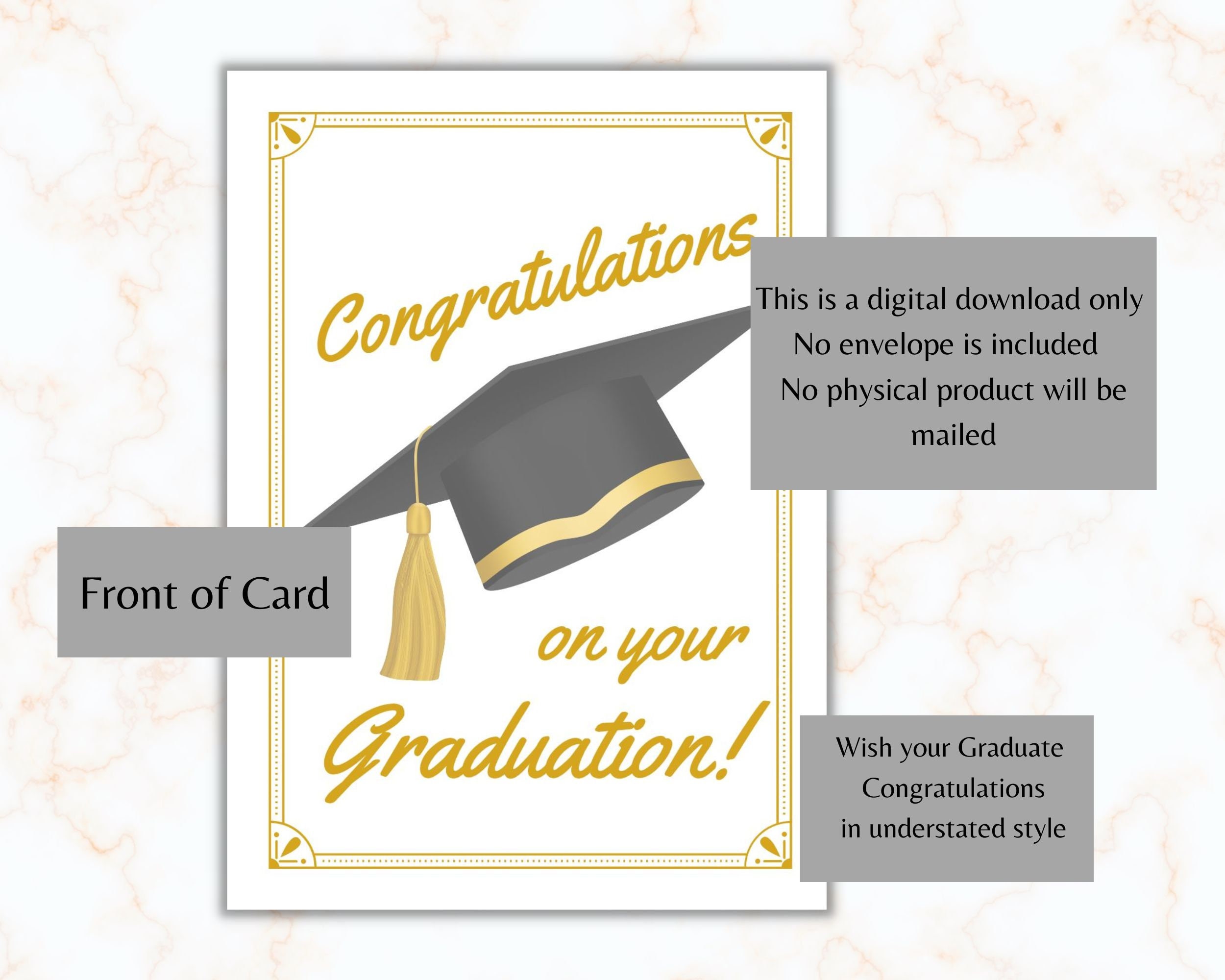 Graduation Cap Greeting Card Printable Instant Digital Download - Etsy