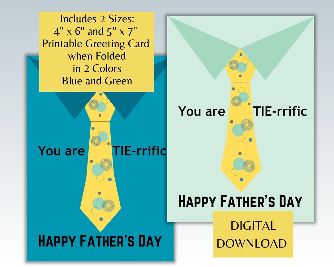 Father's Day Card Digital Printable You Are Tie-rrific - Etsy
