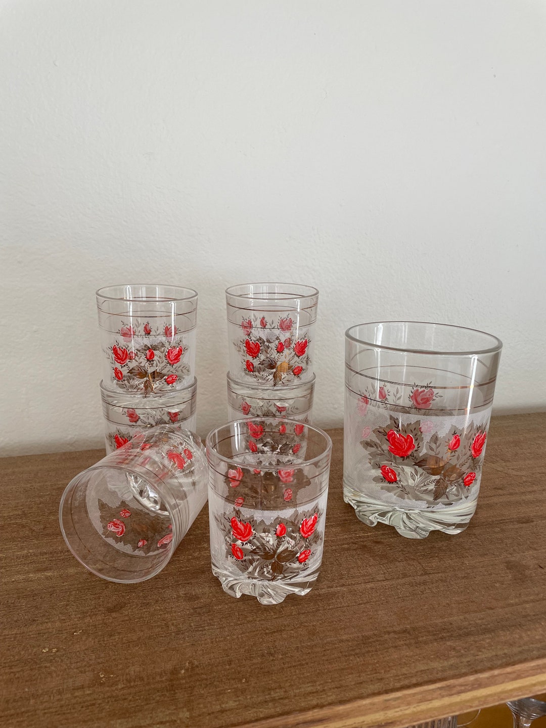 MCM Cerve Devalbor Italy Rose Cocktail Glasses and Ice Bucket (set of 7 ...