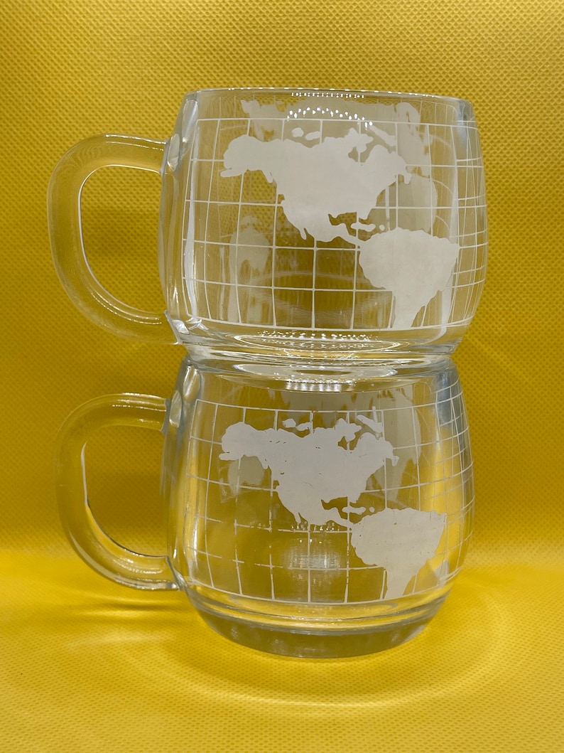 Nestle Nescafé World Map Glass Coffee Mugs Set of 2 - Etsy