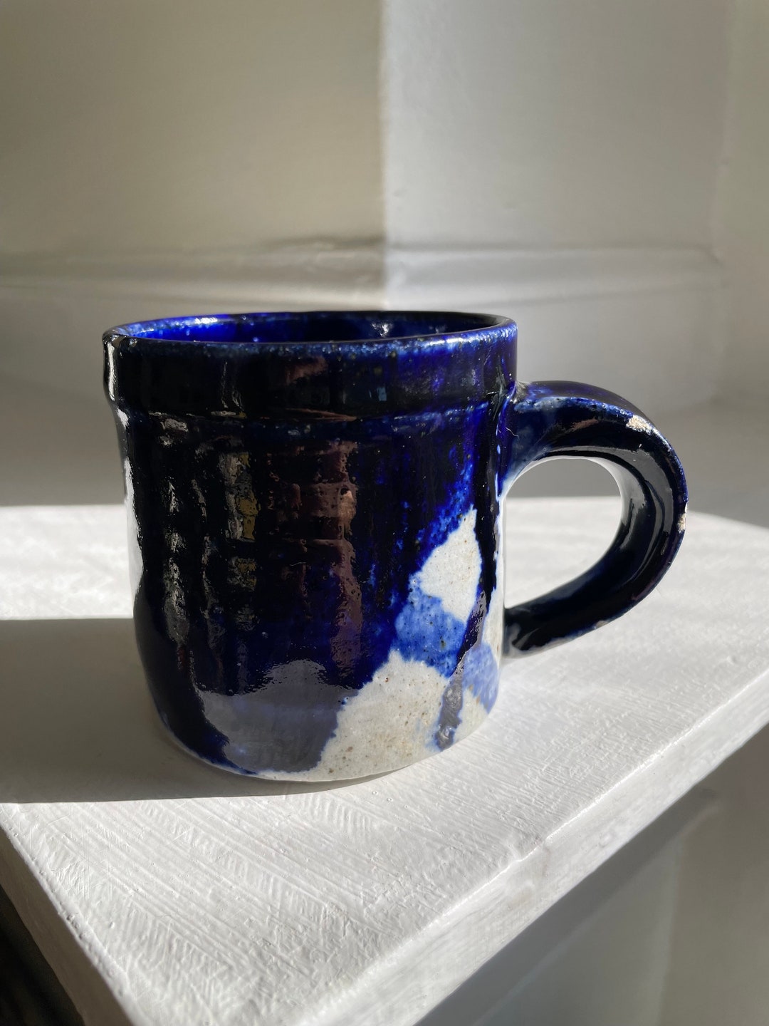 Handmade Dark Blue Glazed Mug - Etsy
