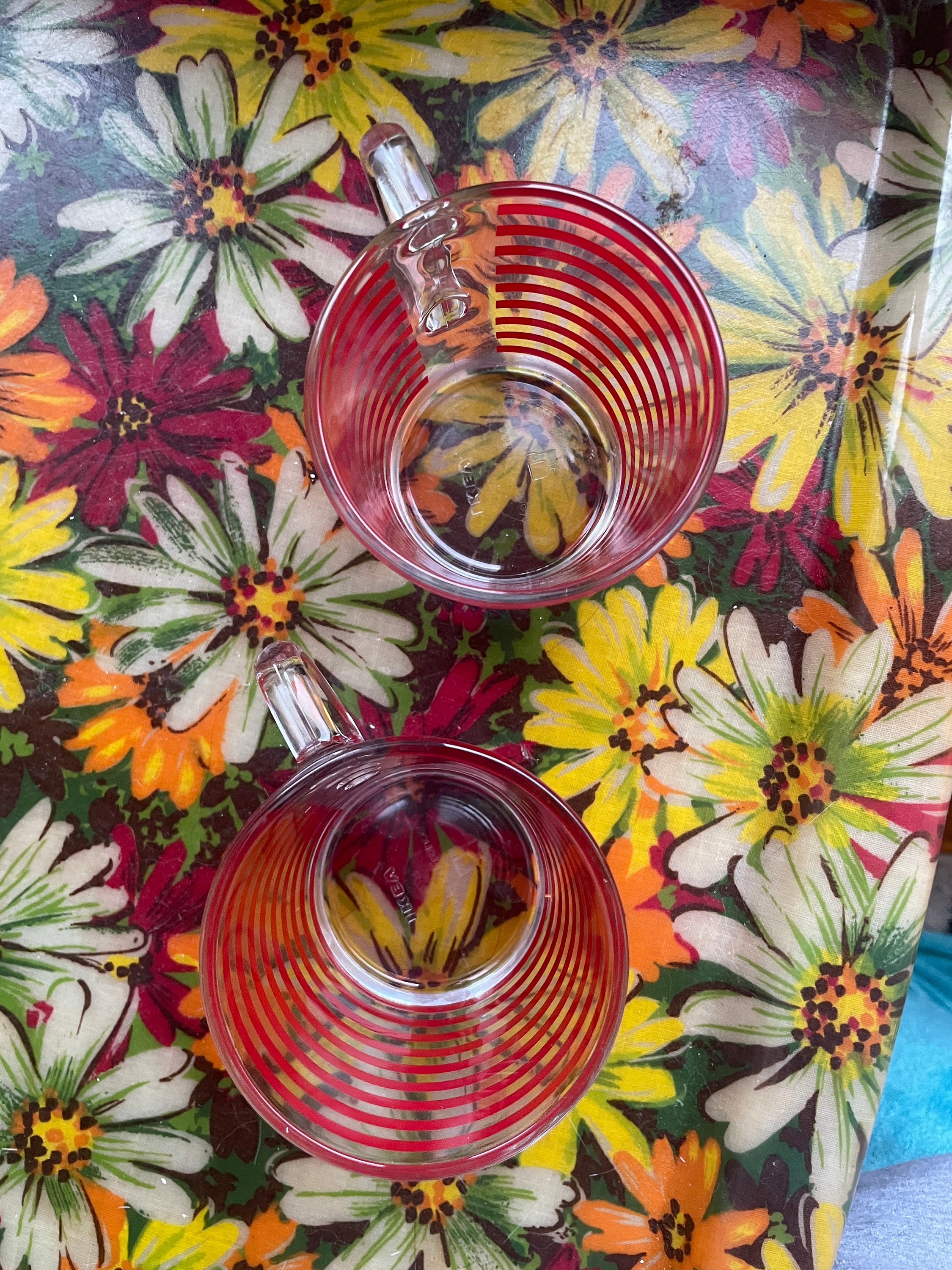 Set of 2 Red Striped Glass Ikea Mugs - Etsy