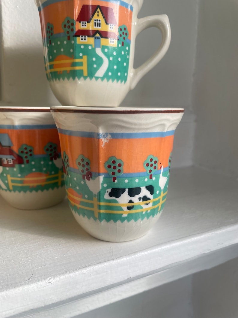 Vintage Farm Animal Mugs - Set of 4 - Etsy