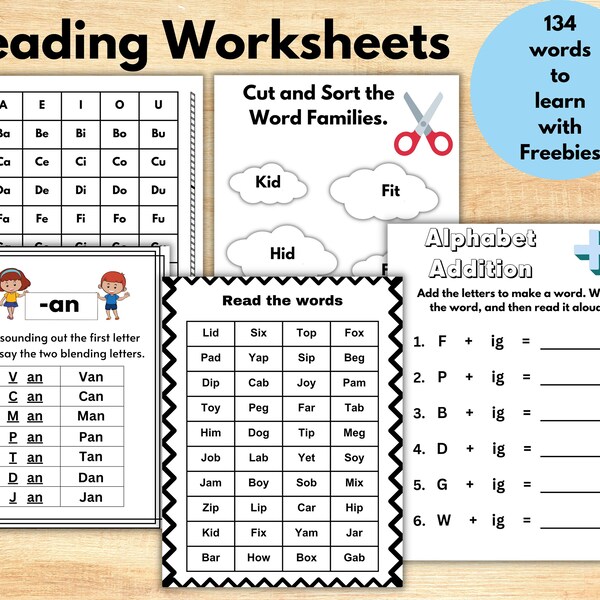 Three Letter Word Worksheet - Etsy