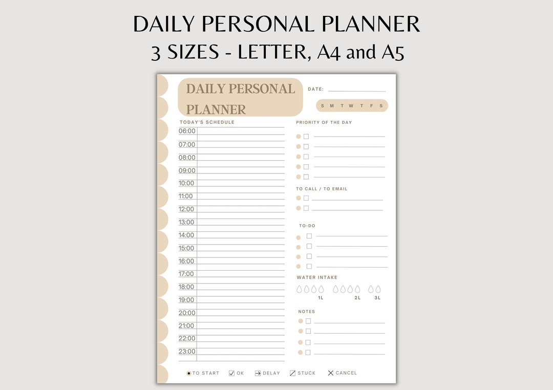 Daily Personal Planner Printable Planner Military Time Plan - Etsy