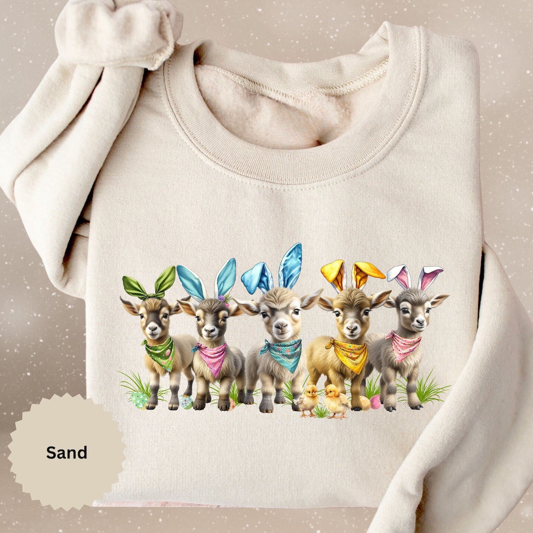 Easter Goat Sweatshirt Gift, Goat Bunny Easter Shirt for Family, Funny ...