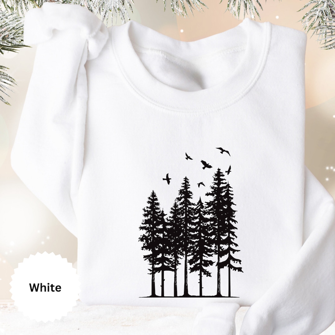 Camping Crewneck Sweatshirt, Pine Tree Sweatshirt, Evergreen Trees ...