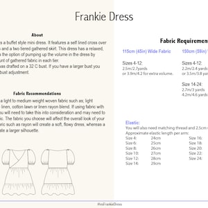 Frankie Dress PDF Sewing Pattern - Size 4-24 AU. Buffet Mini Dress for ...