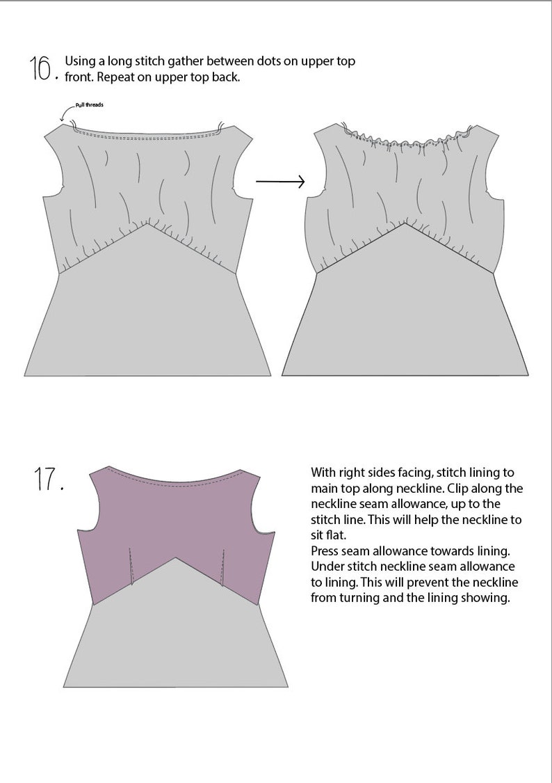 Fleur Dress Digital Sewing Pattern, size 6-24 AU, Puff Sleeve Dress ...