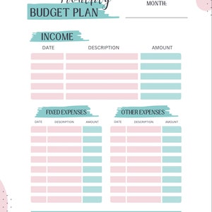 Printable Budget Planner - Pink & Blue - Etsy