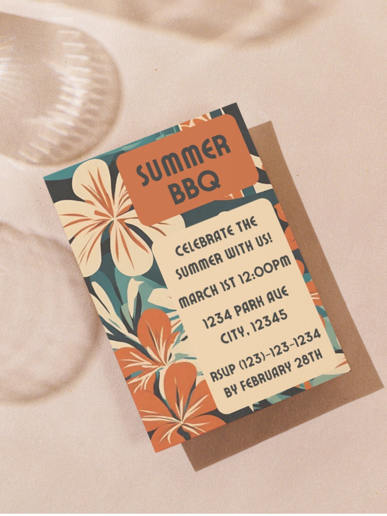 Mid Century Modern Tropical Invitation Template - Etsy