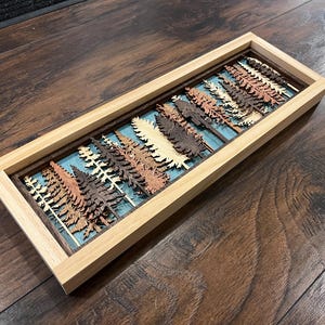 Layered Wide Tree Wood Wall Art | 3D Forest Scene Shadow Box Gift ...