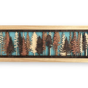 Layered Wide Tree Wood Wall Art | 3D Forest Scene Shadow Box Gift ...