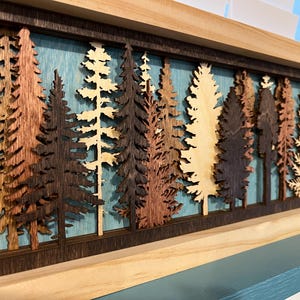 Layered Wide Tree Wood Wall Art | 3D Forest Scene Shadow Box Gift ...
