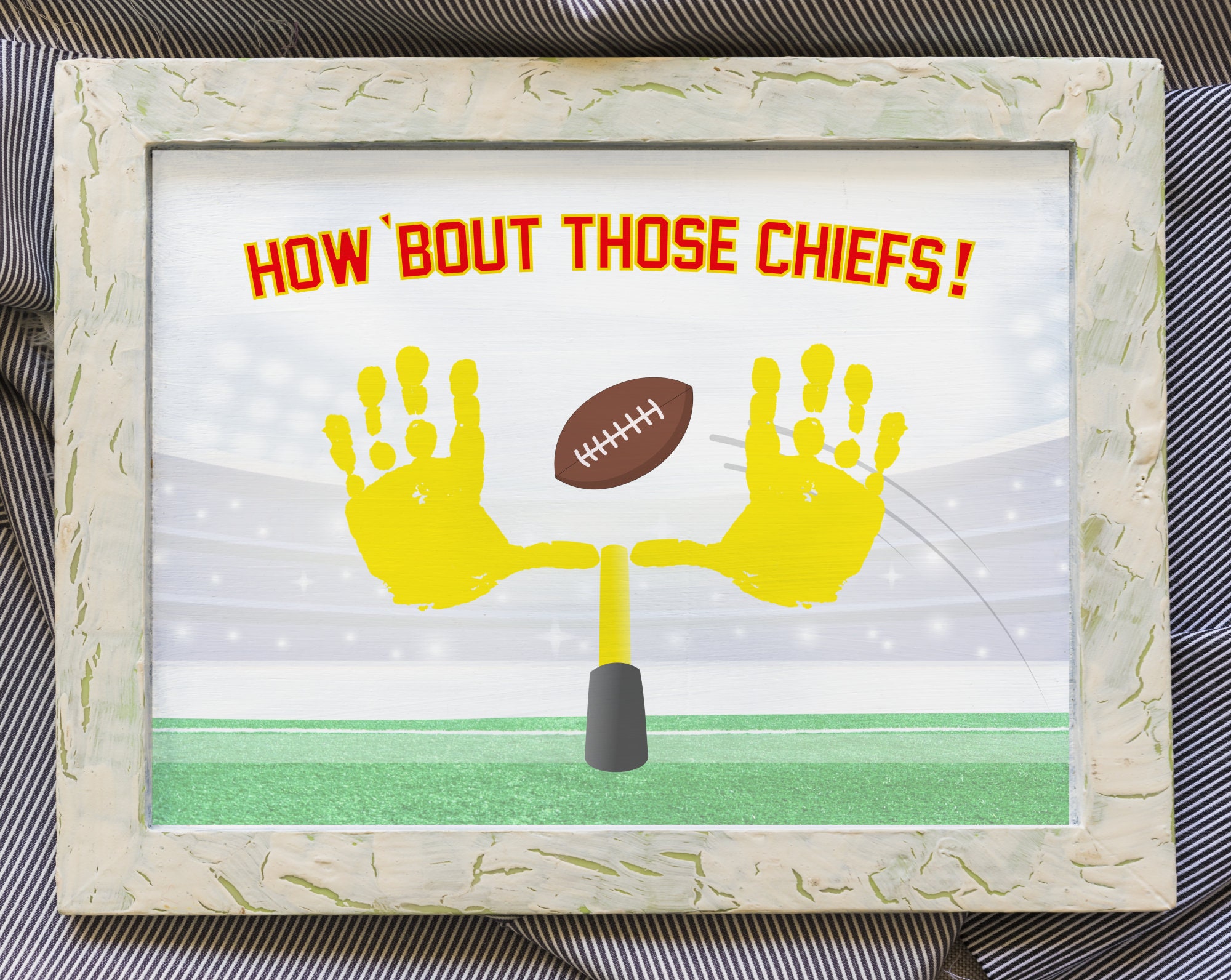 How 'bout Those Chiefs! / Football Handprint Goalpost Craft / Toddler ...