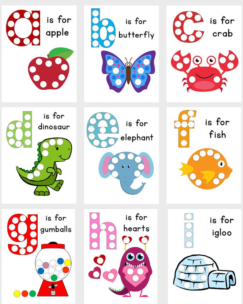 Do a Dot Alphabet, Preschool Lower Case A-z, Do-a-dots Worksheets ...