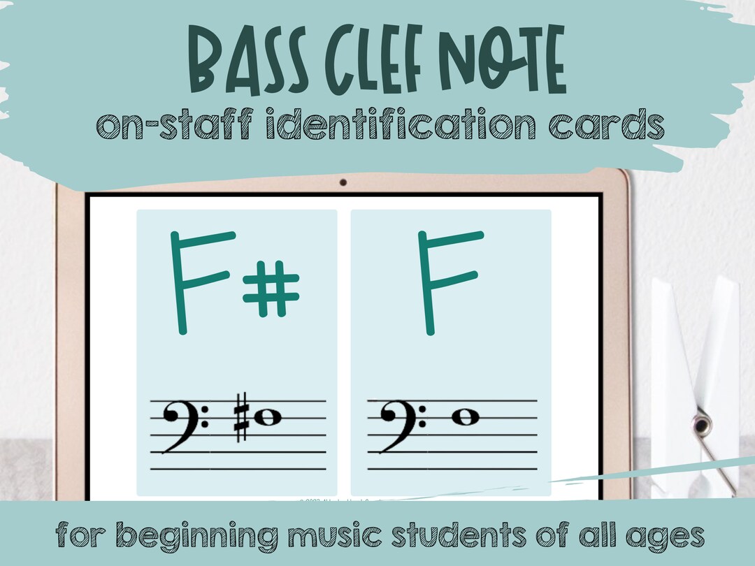 Bass Clef On-staff Identification Cards - Etsy