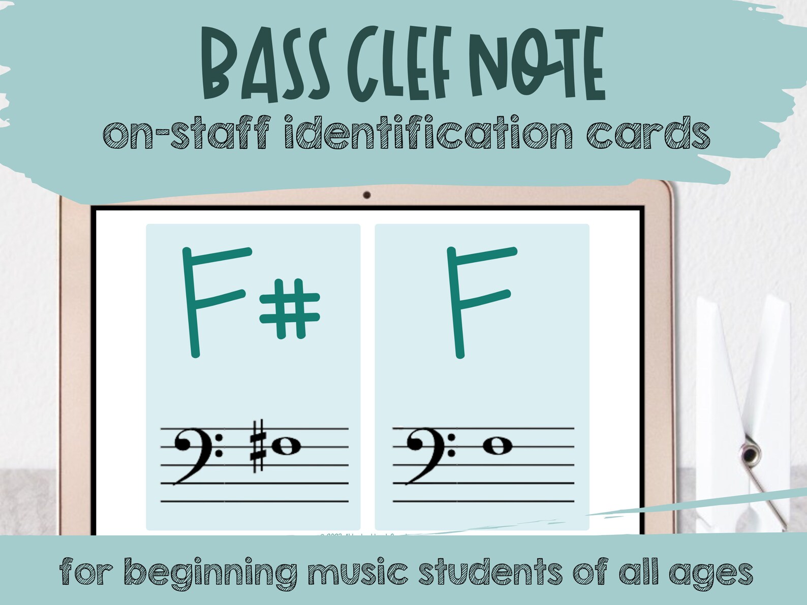 Bass Clef On-staff Identification Cards - Etsy