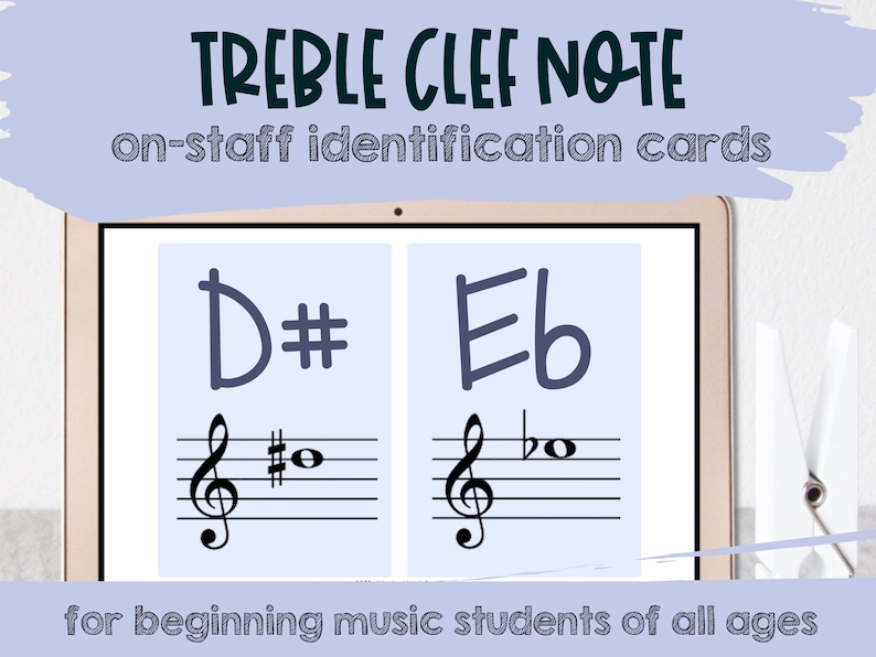 Treble Clef On-staff Identification Cards - Etsy