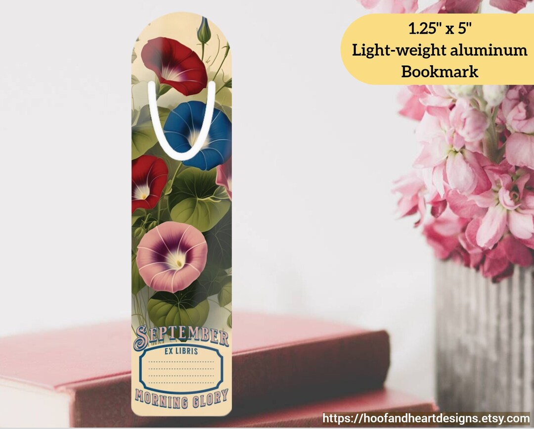 September Birth Flower Bookmark Morning Glory, Metal Bookmark, Vintage ...
