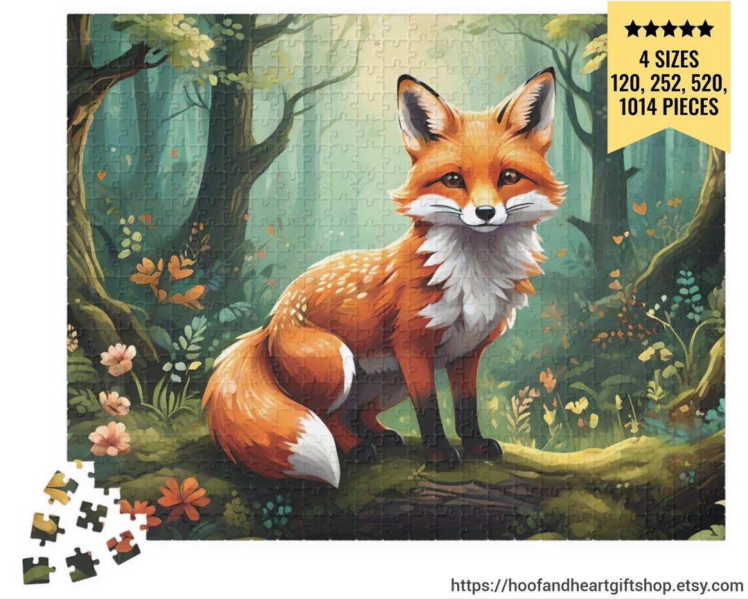 Cute Fox Jigsaw Puzzle, Woodland Wildlife Puzzle, 110-1014 Pieces, Fun ...