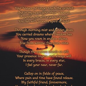 Horse Memorial Poem, PNG JPG Digital File for Printing Sympathy Card ...