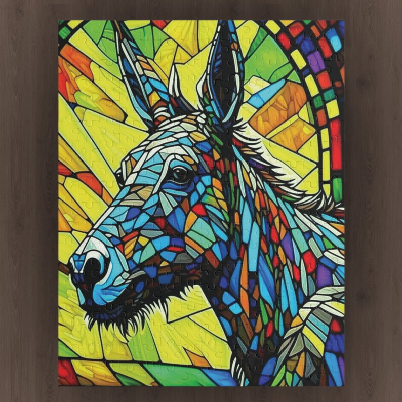 Colorful Donkey Puzzle 120 252 500-piece Stained Glass - Etsy