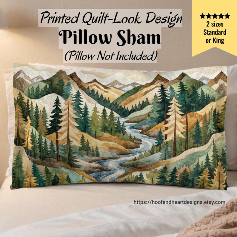 Mountain Stream Printed Pillow Sham, Nature-inspired Bedroom Decor ...