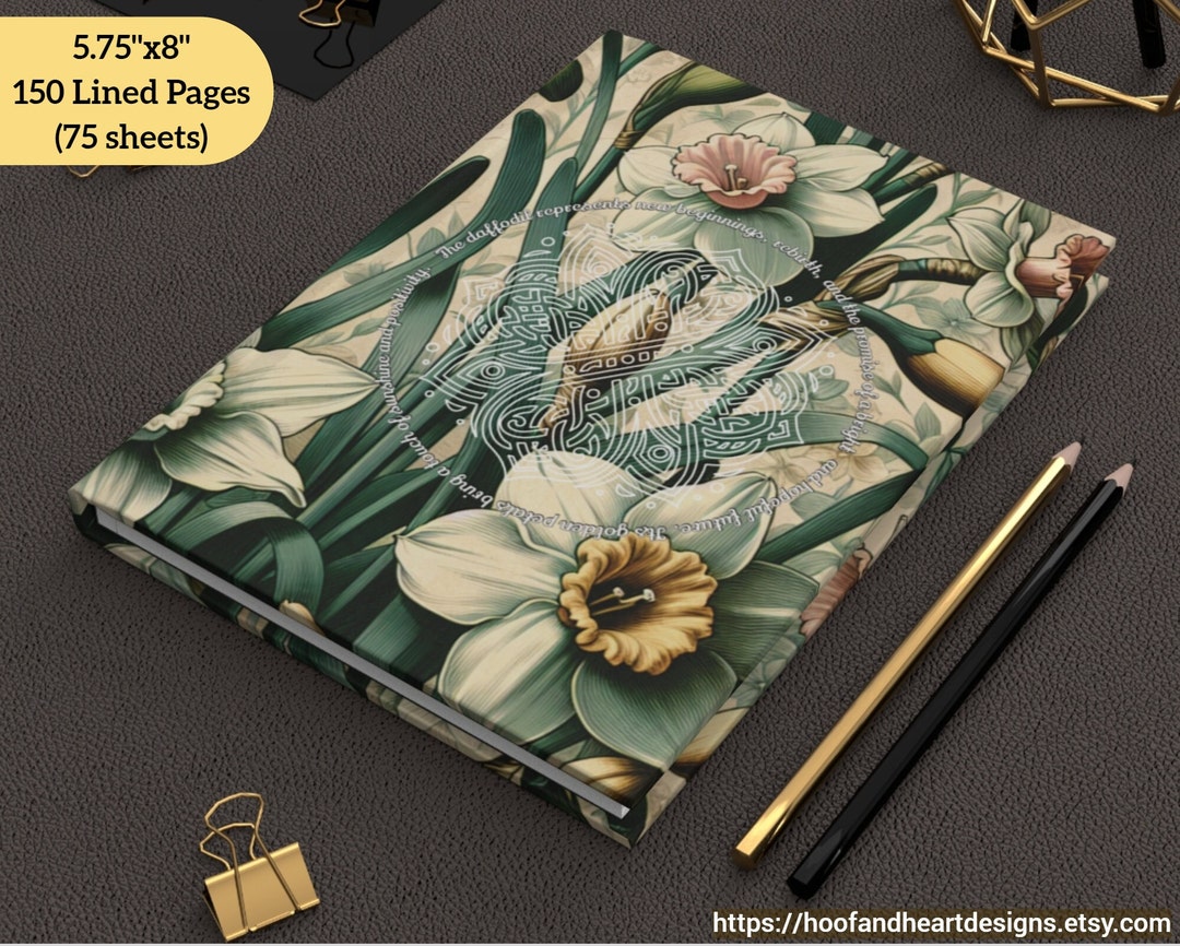 Daffodils March Birth Month Flower Hardcover Journal 5.75x8, Vintage ...