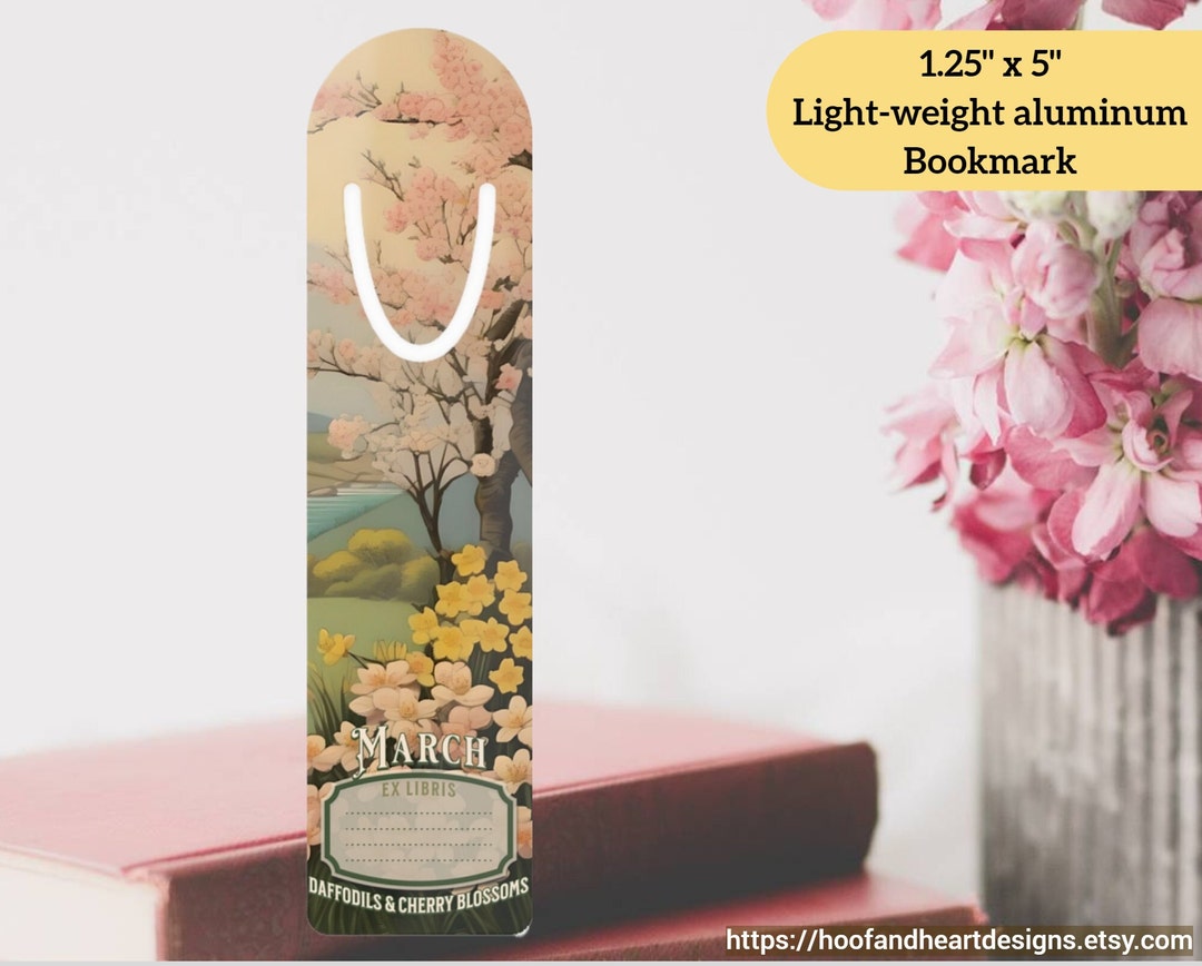 March Birth Flower Bookmark Cherry Blossoms & Daffodils, Metal Bookmark ...