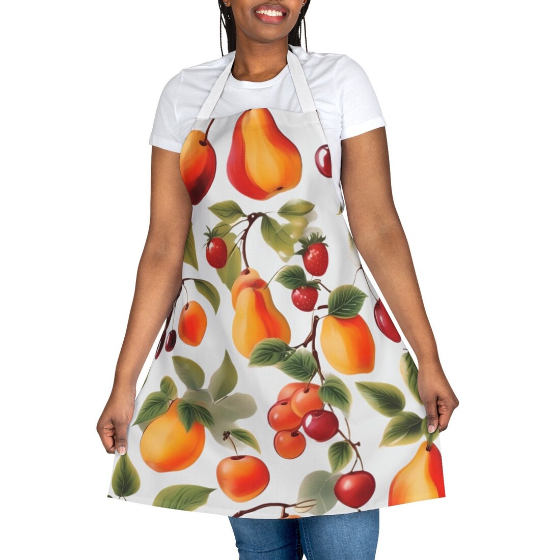 Summer Fruits Apron, 3-color Straps, Farmhouse Country Kitchen Decor ...