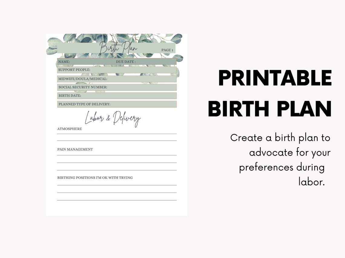 Printable Birth Plan Template Printable Birthing Plan - Etsy