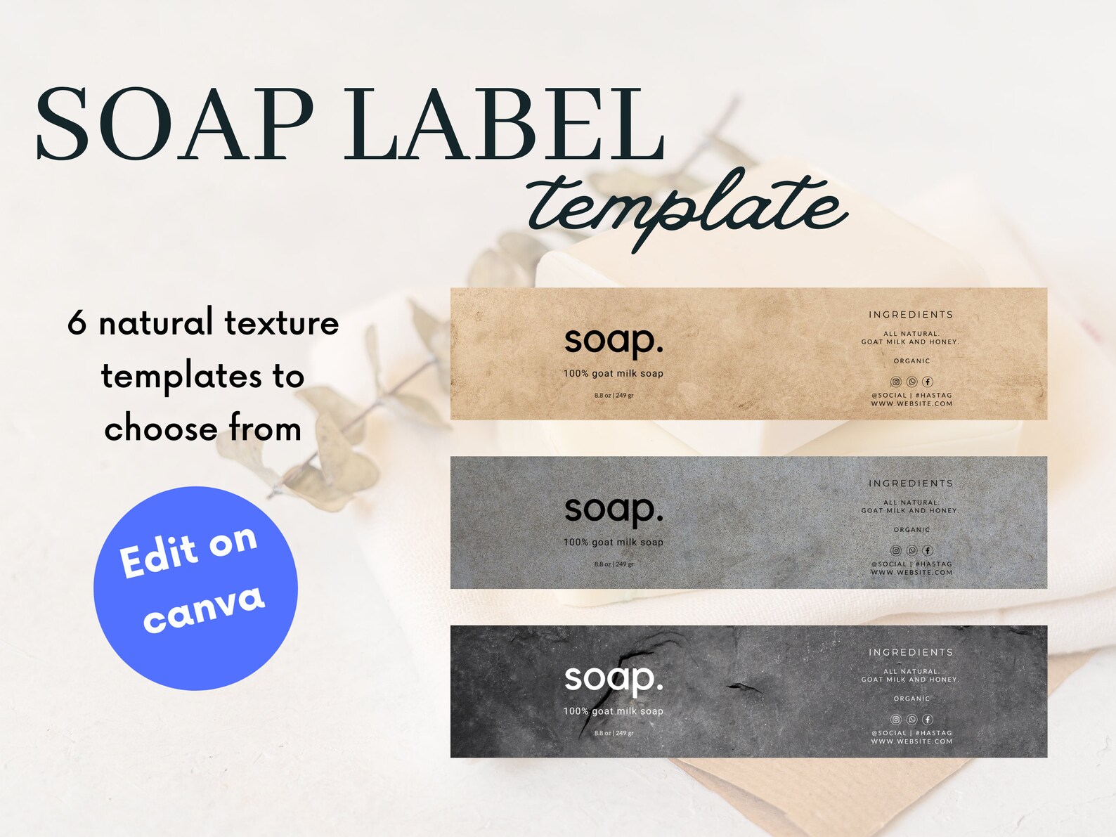 Editable Soap Label Template, Custom Wrap Whipped Soap Label Design ...