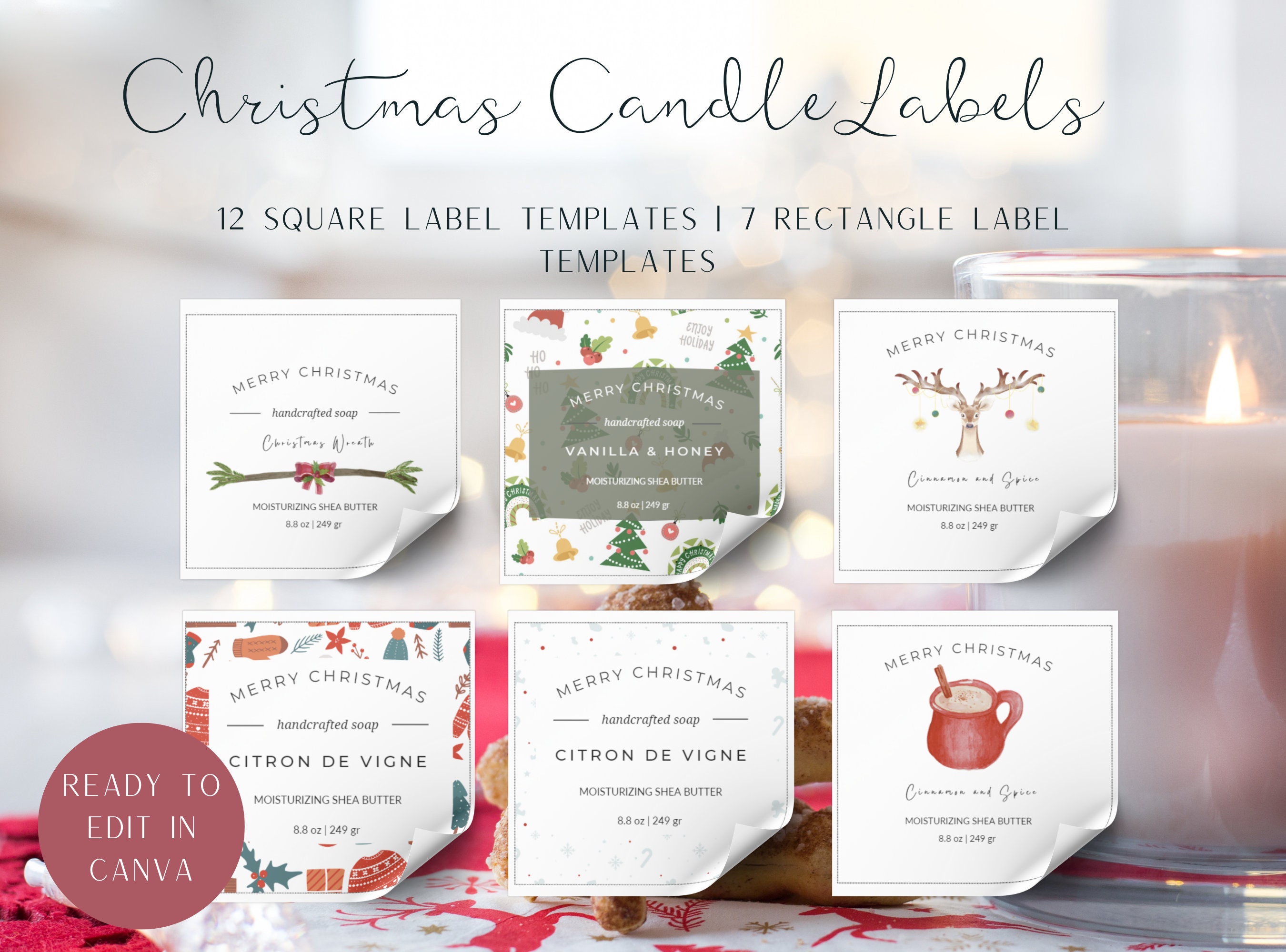 Holiday Candle Label, Winter Candle Label, Simple Candle Label, Soap ...